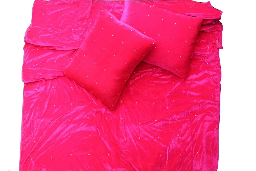Fuchsia Ombre Velvet Quilt, Fuchsia Throw Blanket, Fuchsia Queen Quilt ...