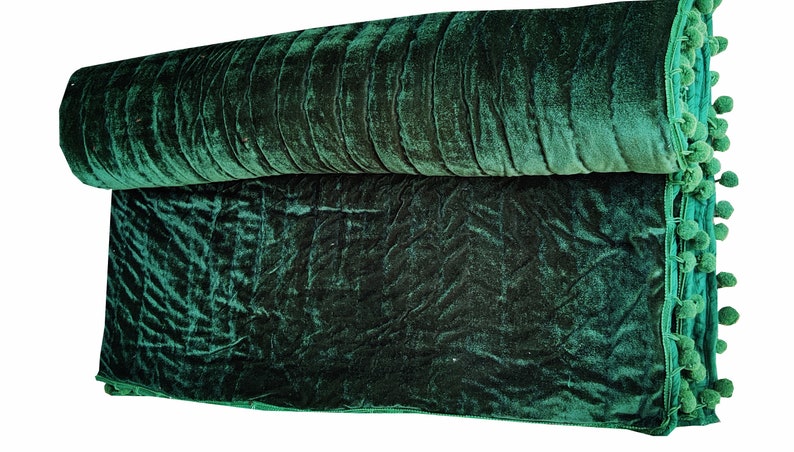 Emerald Green Velvet Quilt Green Velvet Bedding Comforter - Etsy