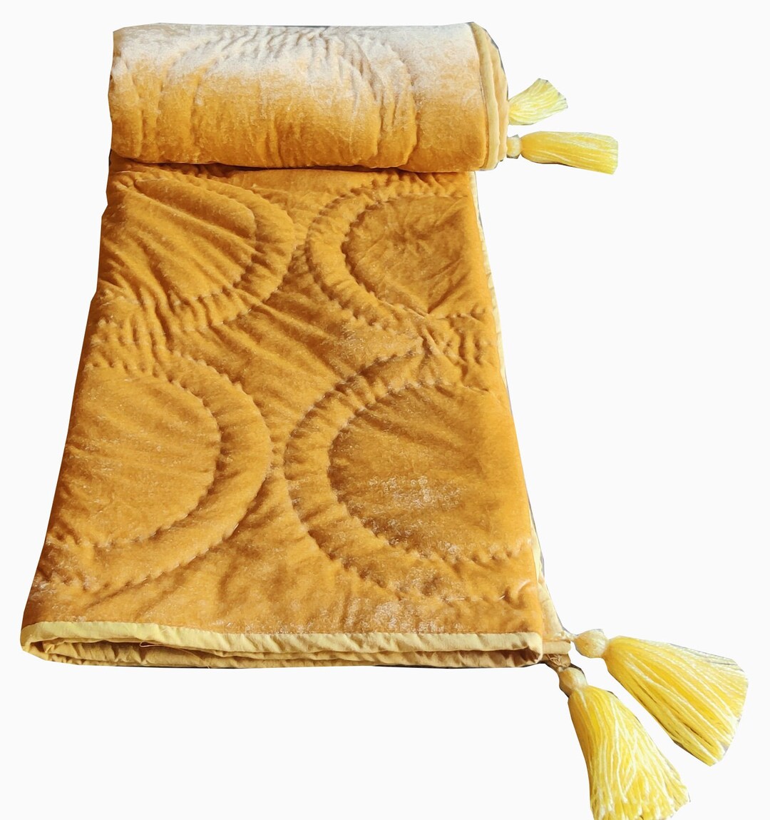Gold Velvet Quilt, Velvet Comforter, Queen Quilt, Gold King Size Quilt ...