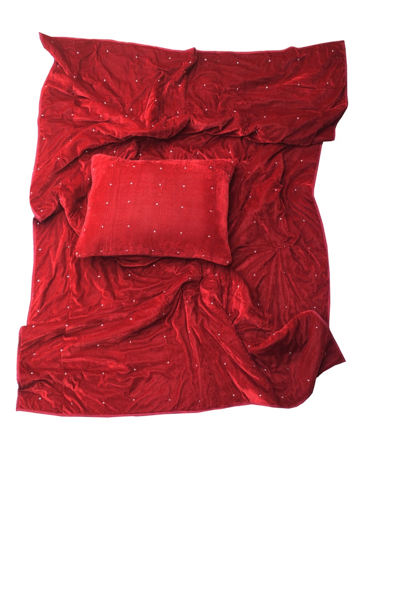 Deep Red Velvet Quilt Deep Red Velvet Bedding Deep Red - Etsy