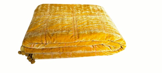 Dark Light Gold Velvet Quilt Gold Velvet Comforter Velvet - Etsy