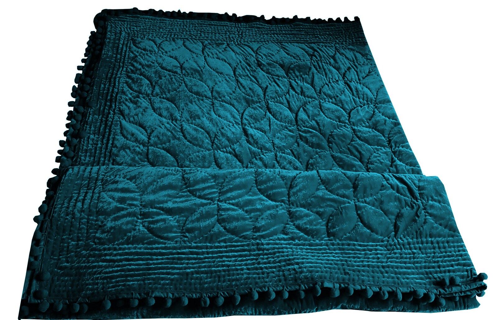 Teal Velvet Pompom Quilt Teal Velvet Quilt Teal Velvet - Etsy