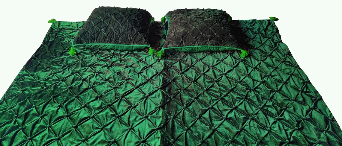 Emerald Green Velvet Comforter Emerald Green Luxury Quilt | Etsy