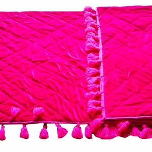 Fuchsia Ombre Velvet Quilt Fuchsia Throw Blanket Fuchsia Queen Quilt ...