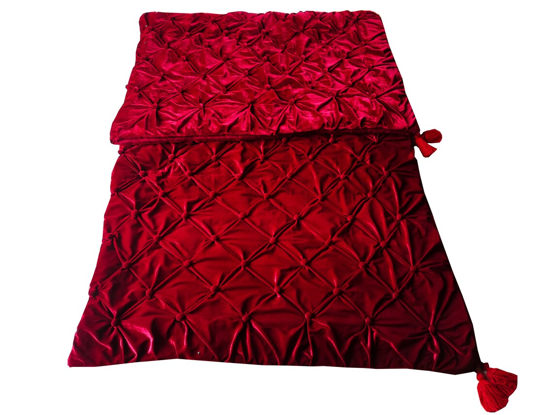 Deep red velvet comforter red Luxury Quilt Deep red Queen | Etsy