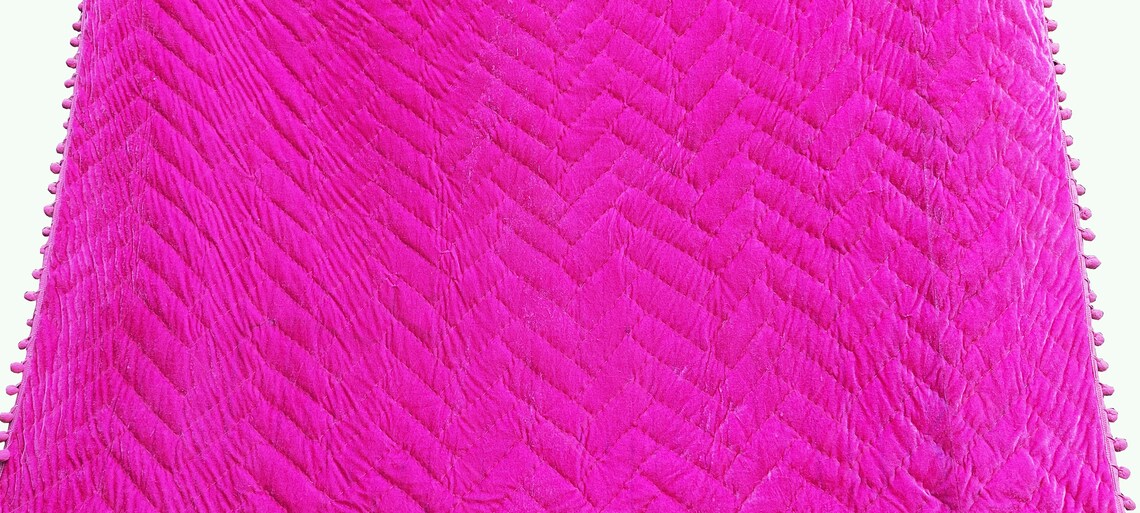 Baby Pink Velvet Quilt, Hand-stitched Cotton Bedding, Pom Pom Decor - Etsy
