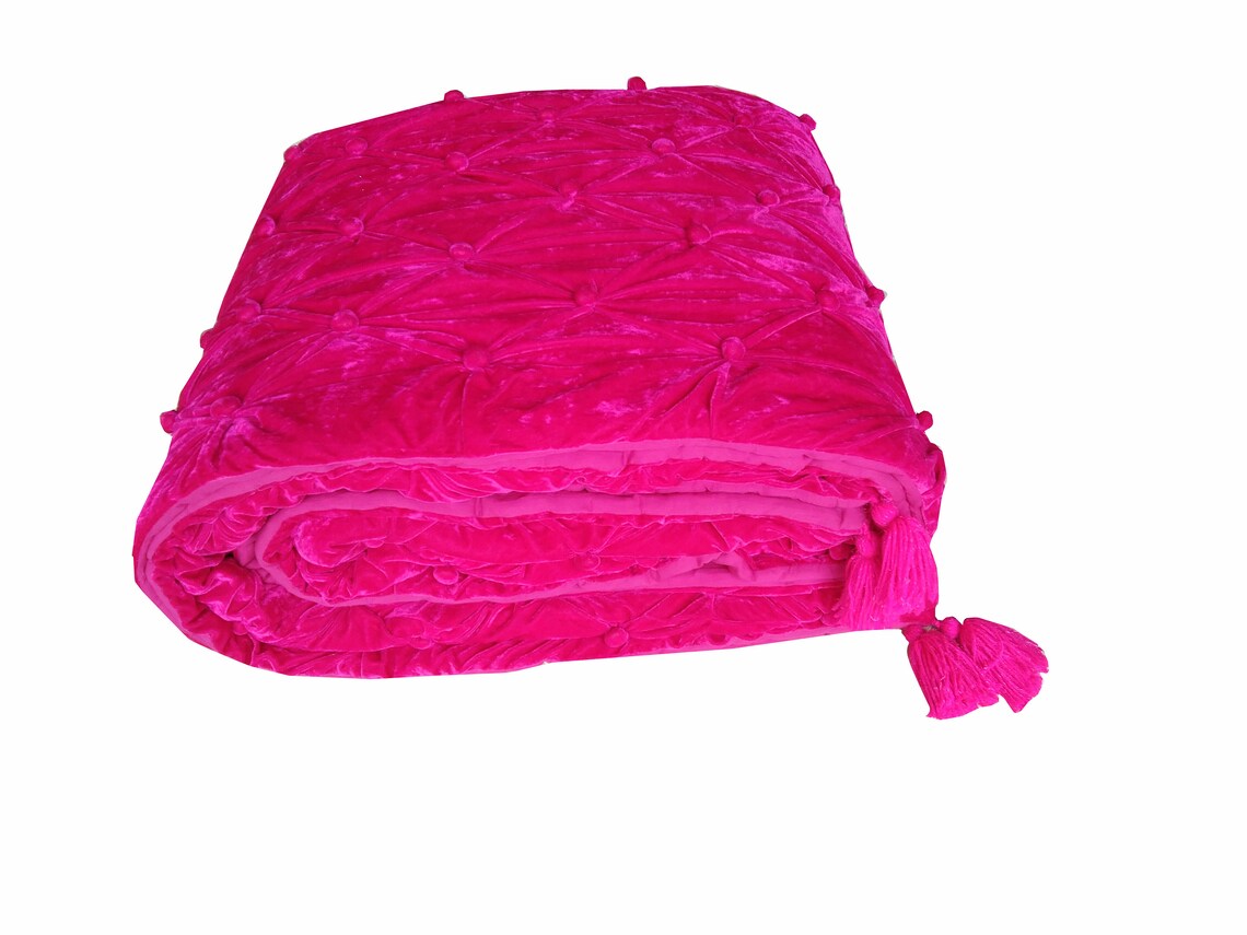 Fuchsia Velvet Comforter Fuchsia Luxury Quilt Fuchsia Queen - Etsy