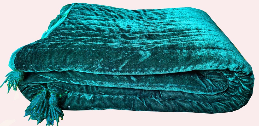 Teal Velvet Comforter, Teal Luxury Quilt, Teal Queen Quilt, Green ...