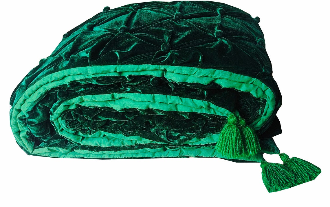 Luxury Gold Velvet Quilt Comforter Blanket Bedspread King Size | Etsy