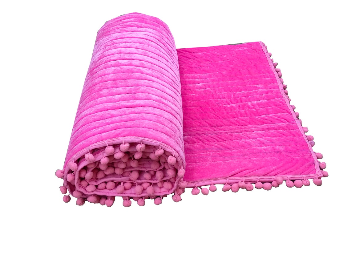 Baby Pink Luxury Velvet Quilt , Couple Quilt, King Quilt, Baby Pink ...