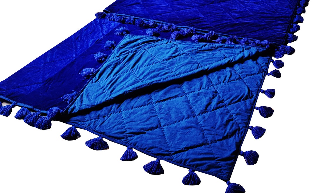 Royal Blue Velvet Quilt Comforter Royal Blue Luxury Quilt - Etsy