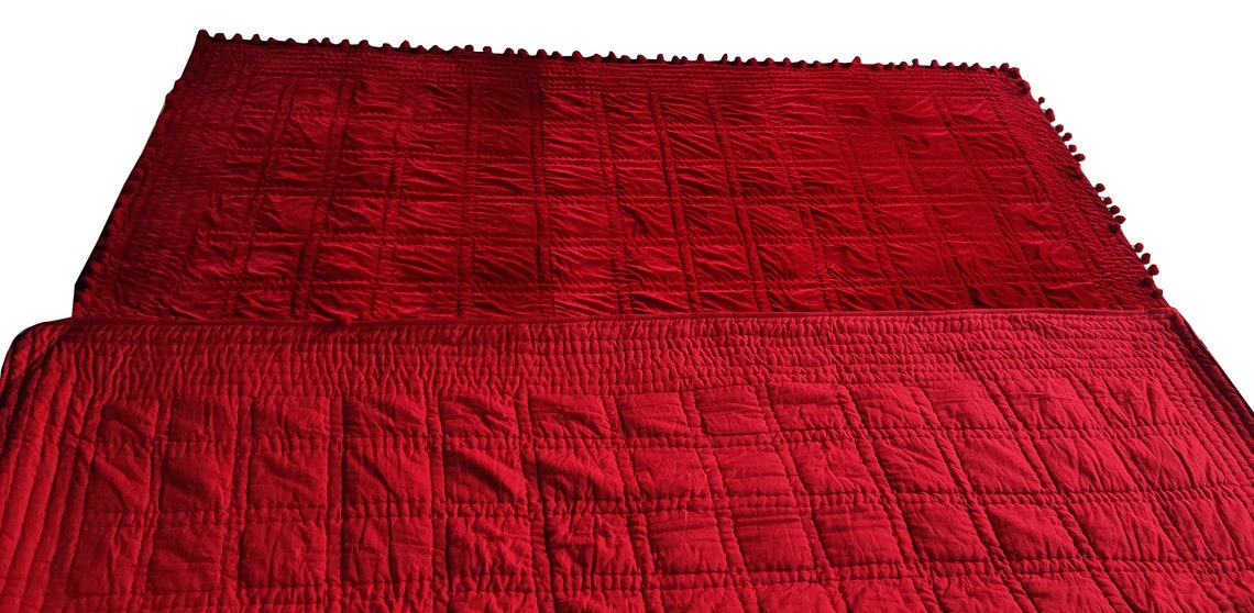 Deep Red Velvet Comforter Deep Red Luxury Quilt Deep Red | Etsy