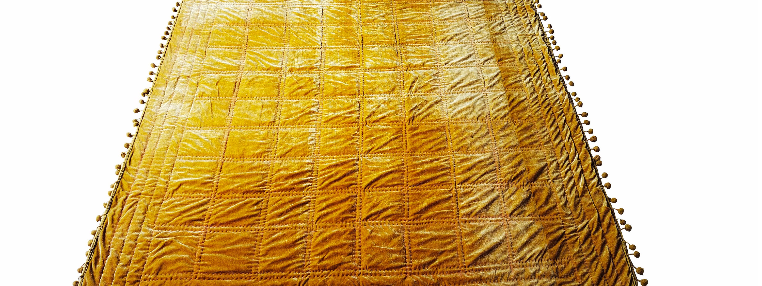 Dark Light Gold Velvet Quilt, Gold Velvet Comforter, Velvet Bedspread ...