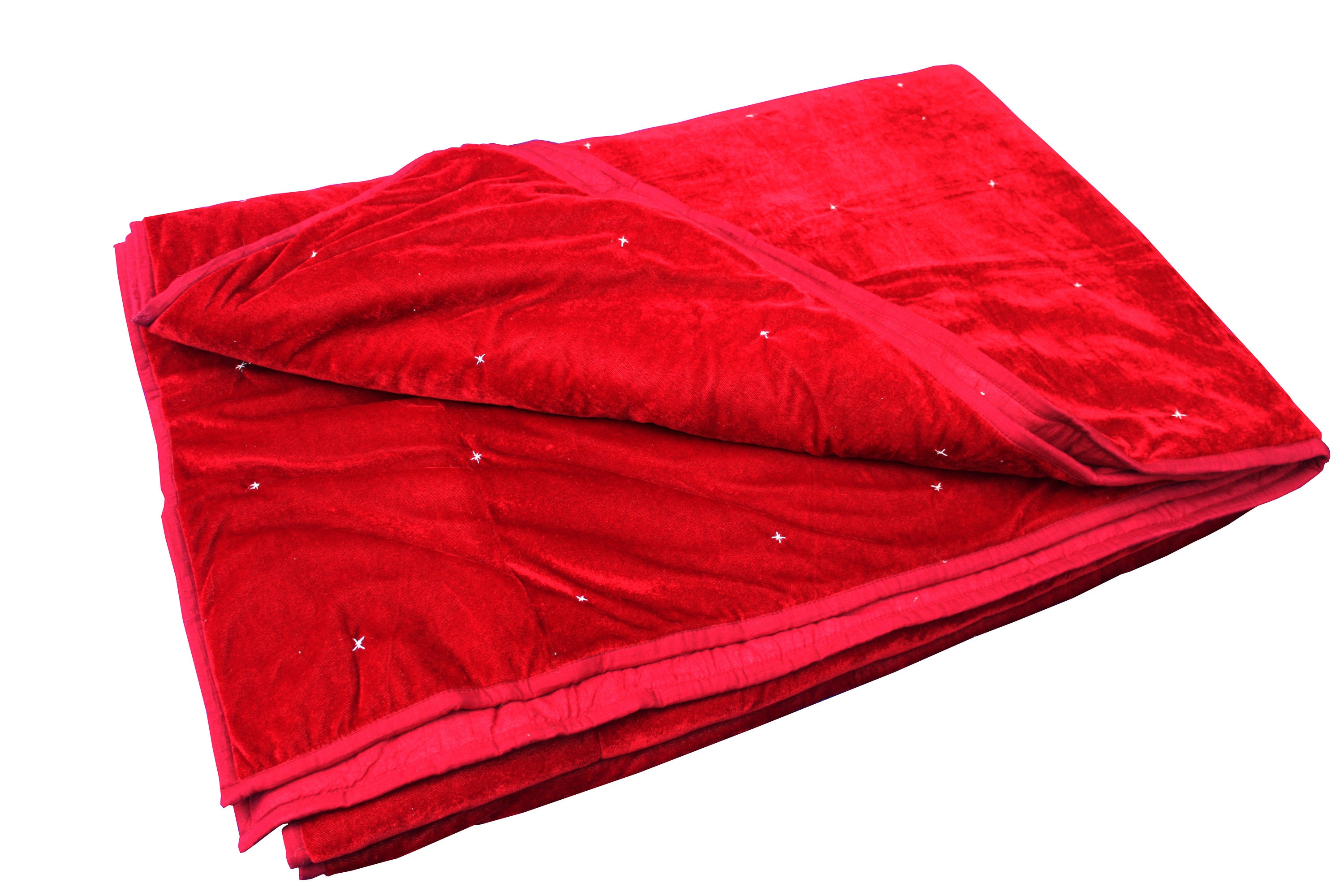 Velvet Comforter Velvet Quilt Deep Red Velvet Star Stitch | Etsy