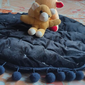 Grey Velvet Baby Play Mat Baby Gym Activity Play Mat With Pom - Etsy