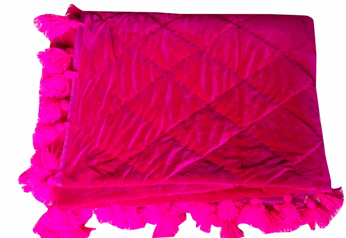 Fuchsia Ombre Velvet Quilt Fuchsia Throw Blanket Fuchsia Queen | Etsy