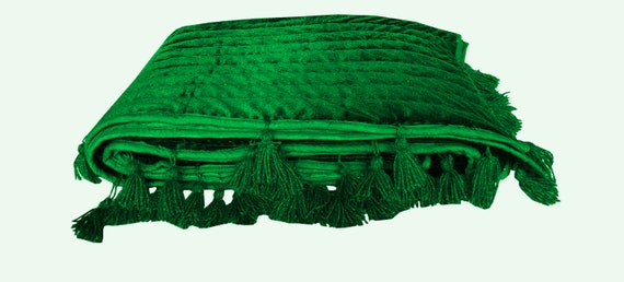 Emerald Green Velvet Quilt Emerald Green Throw Blanket Emerald - Etsy