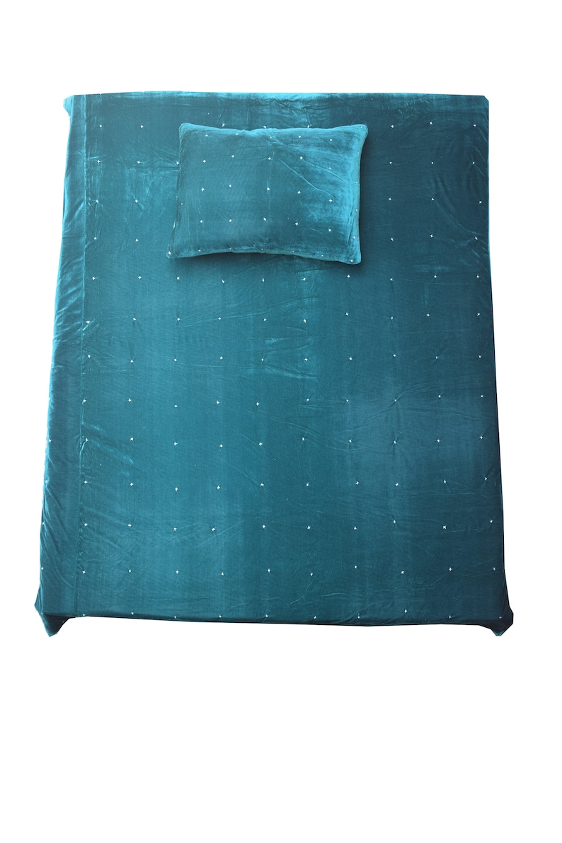Teal Velvet Comforter Teal Luxury Quilt Teal Queen Quilt | Etsy