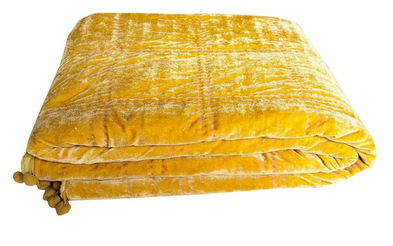 Dark light Gold Velvet Quilt Gold Velvet Comforter Velvet | Etsy