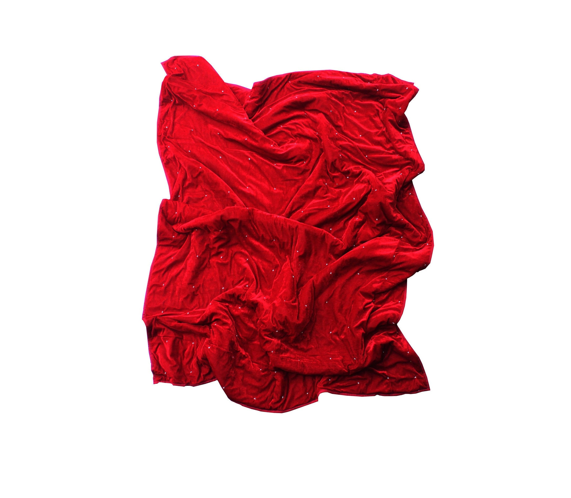 Velvet Comforter Velvet Quilt Deep Red Velvet Star Stitch | Etsy