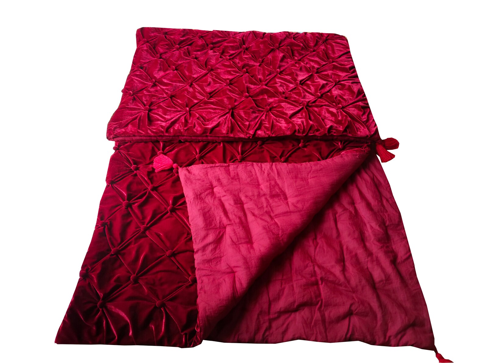Deep Red Velvet Quilt Comforter Blanket Bedspread King Size - Etsy