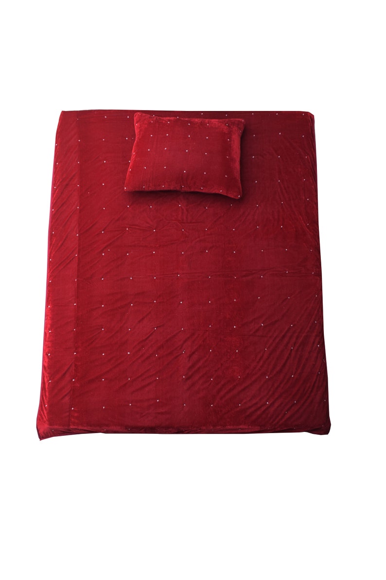 Deep Red Velvet Quilt Deep Red Velvet Bedding Deep Red - Etsy