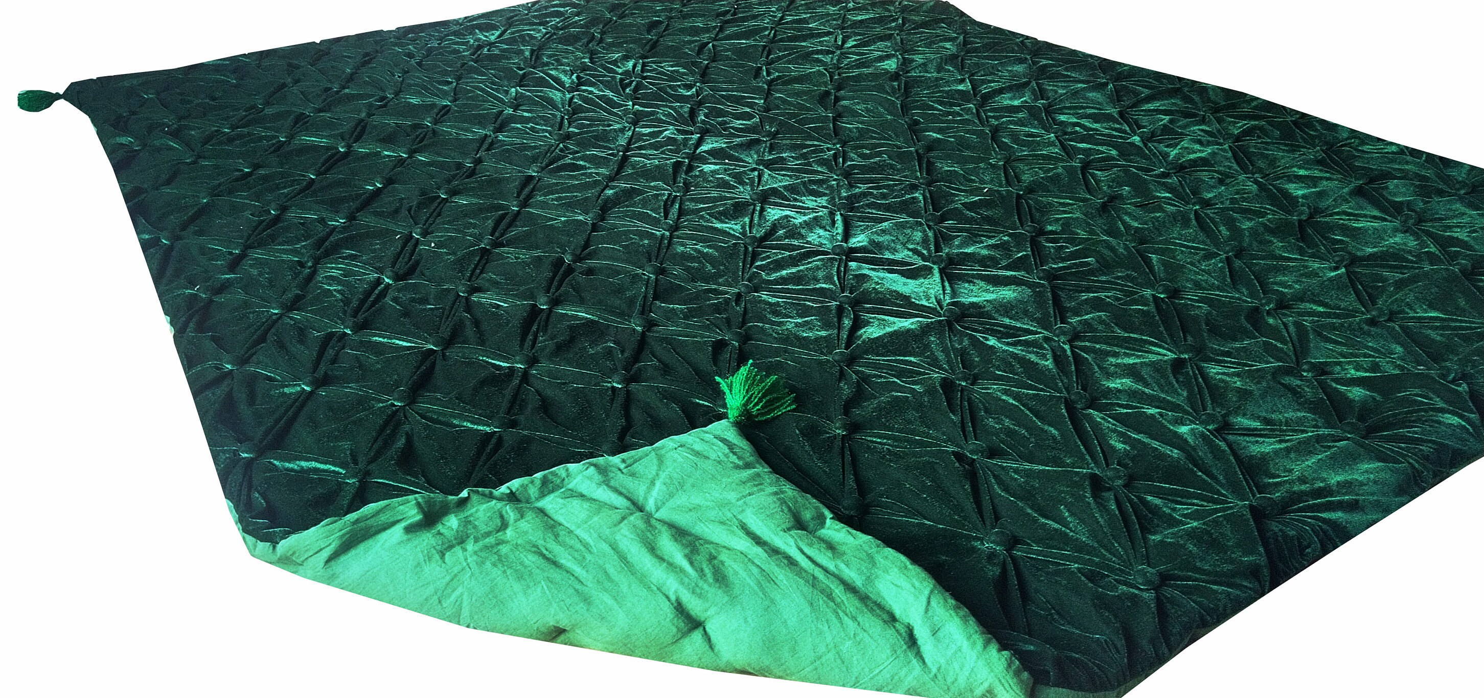 Emerald Green Luxury Quilt Emerald Green Queen Quilt Dark | Etsy