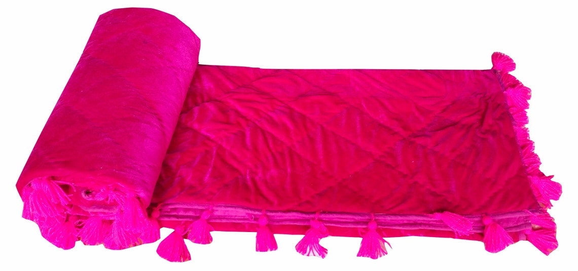 Fuchsia Ombre Velvet Quilt Fuchsia Throw Blanket Fuchsia Queen | Etsy
