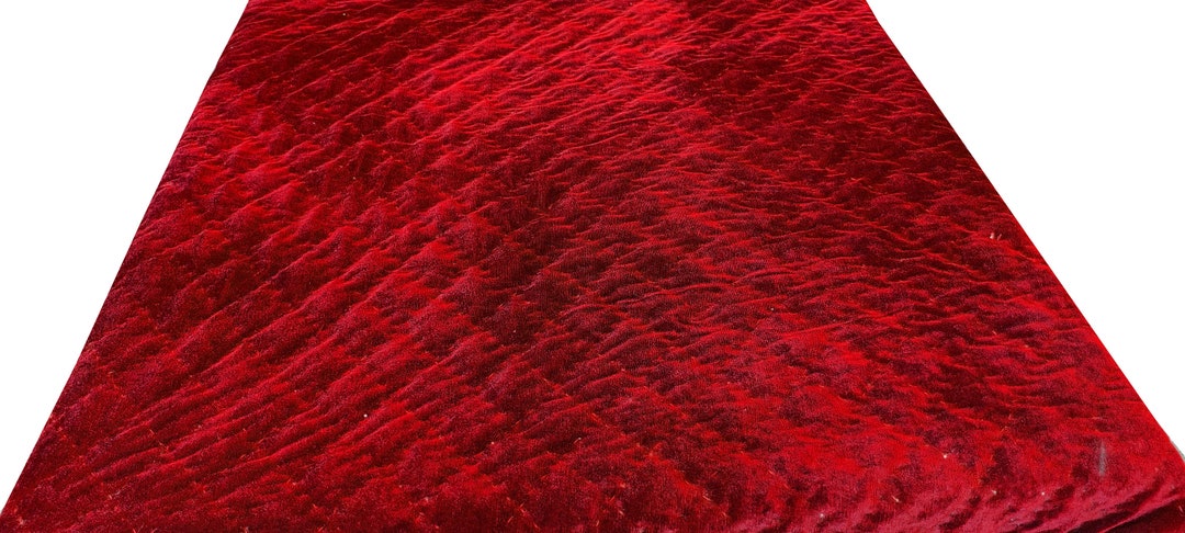 Deep Red Velvet Pompom Quilt Comforter Lap Quilt Blanket Bedspread King ...