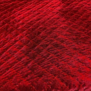 Deep Red Velvet Pompom Quilt Comforter Lap Quilt Blanket Bedspread King ...