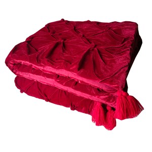 Deep Red Velvet Comforter, Red Luxury Quilt, Deep Red Queen Quilt, Red ...
