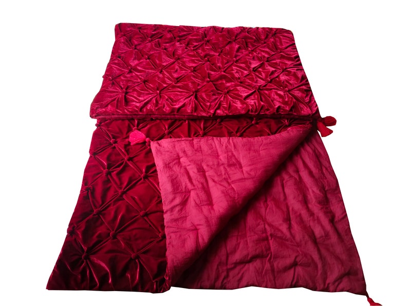 Deep Red Velvet Comforter Red Luxury Quilt Deep Red Queen - Etsy