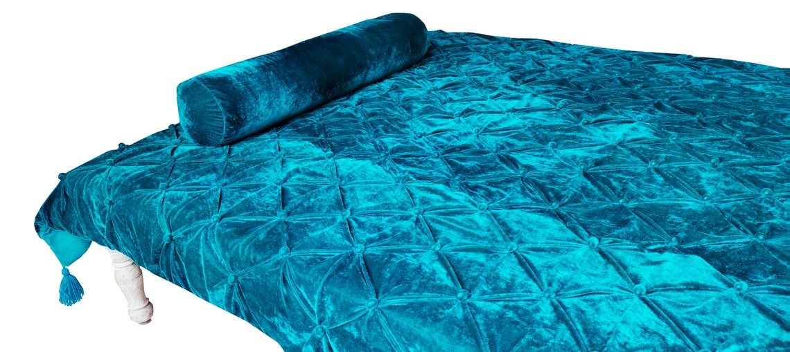 Teal Velvet Comforter Teal Luxury Quilt Teal Queen Quilt | Etsy
