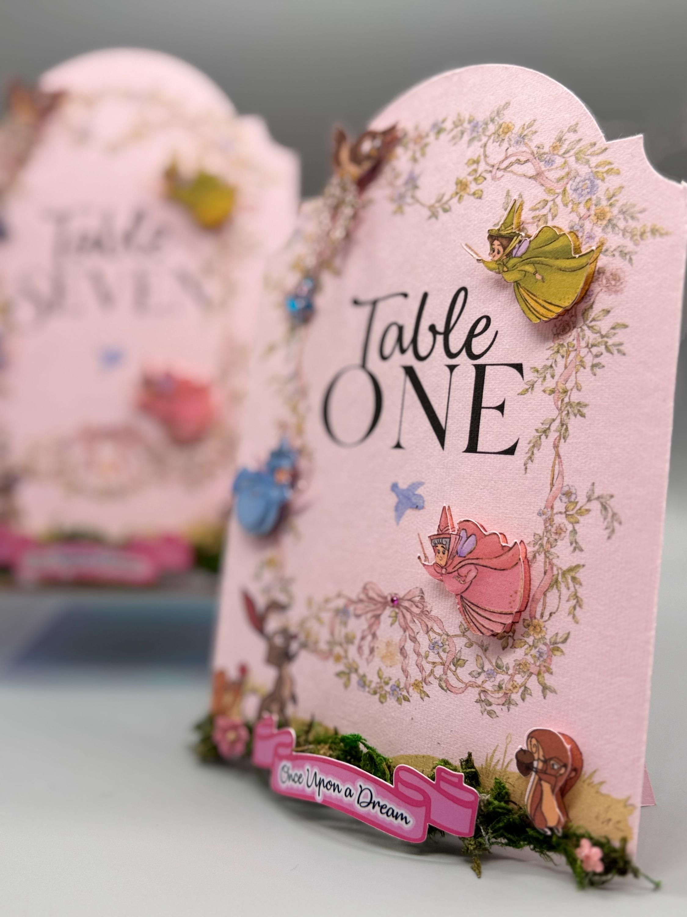 Princess Quinceañera Table Numbers | Sleeping Beauty Fairytale Party ...