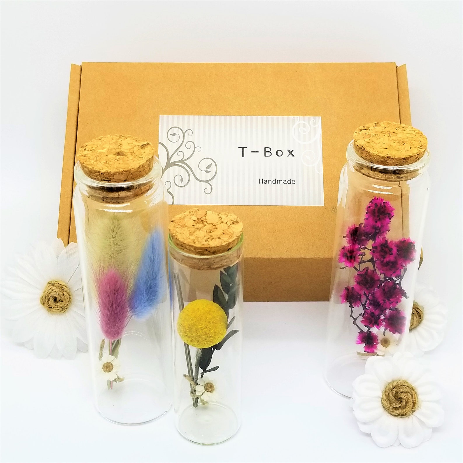 Preserved Real Flowers Dry Flowers in Glass Bottle for | Etsy