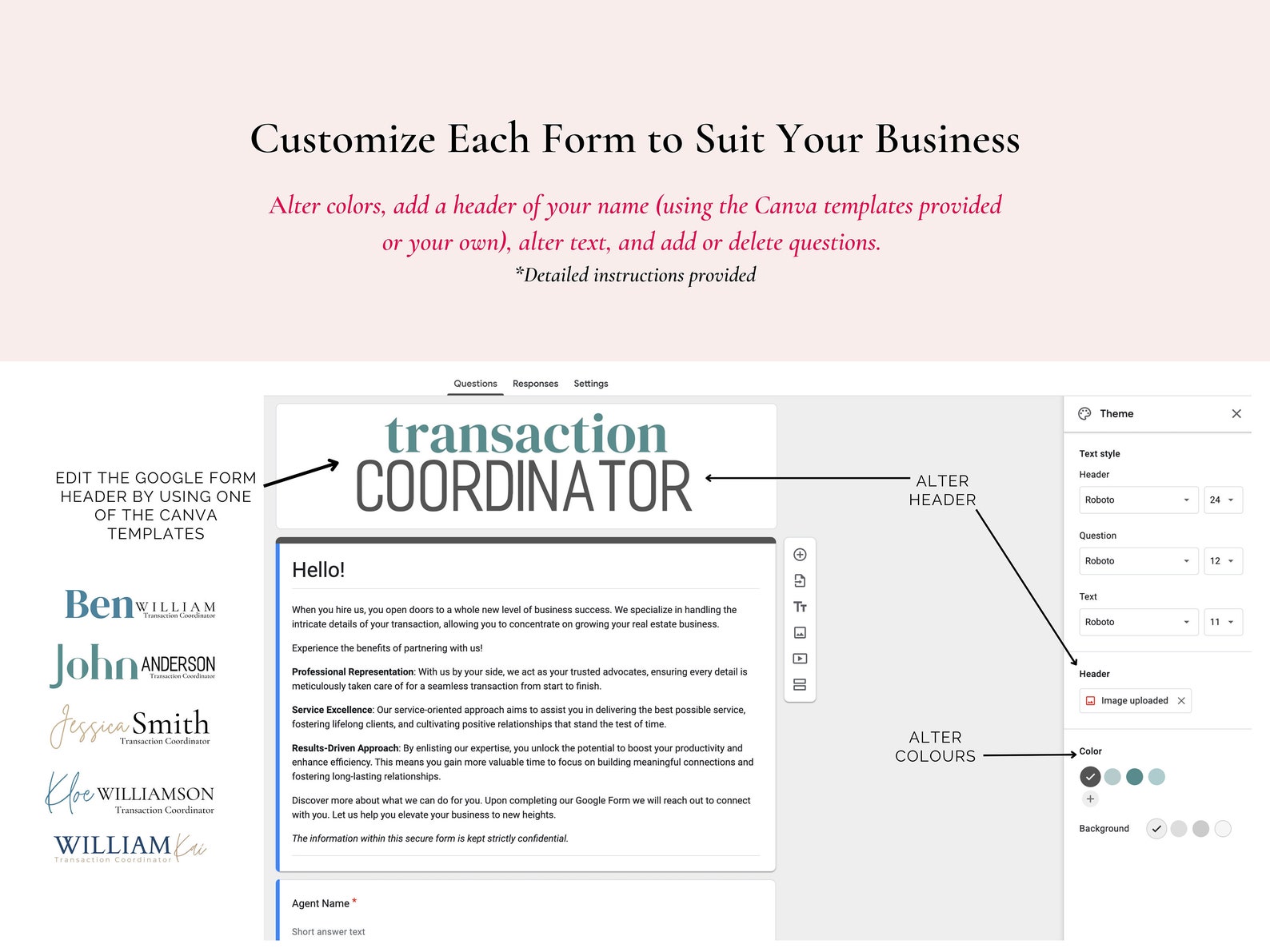 Transaction Coordinator Google Forms Templates Client Inquiry - Etsy