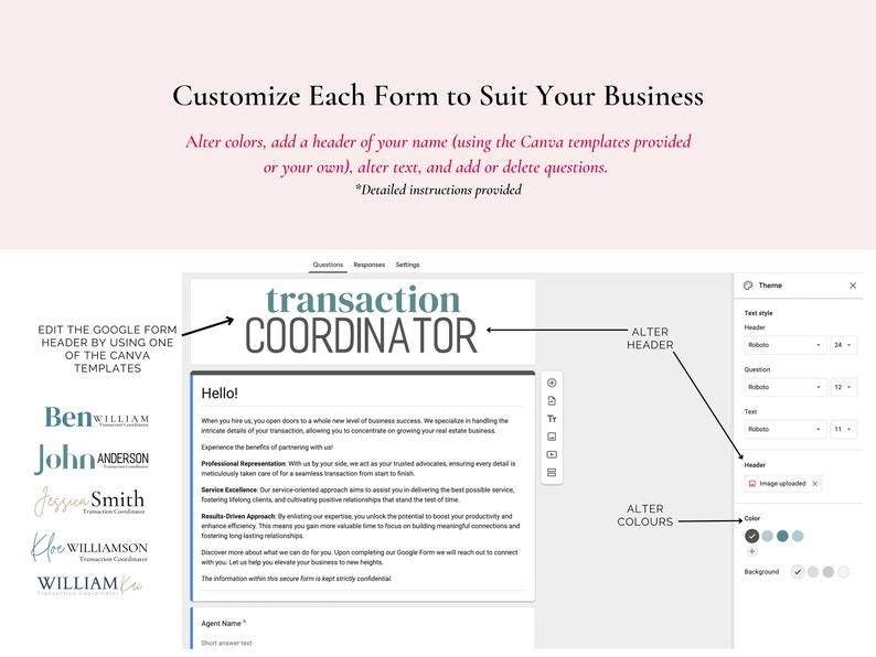 Transaction Coordinator Google Forms Templates Client Inquiry Realtor ...