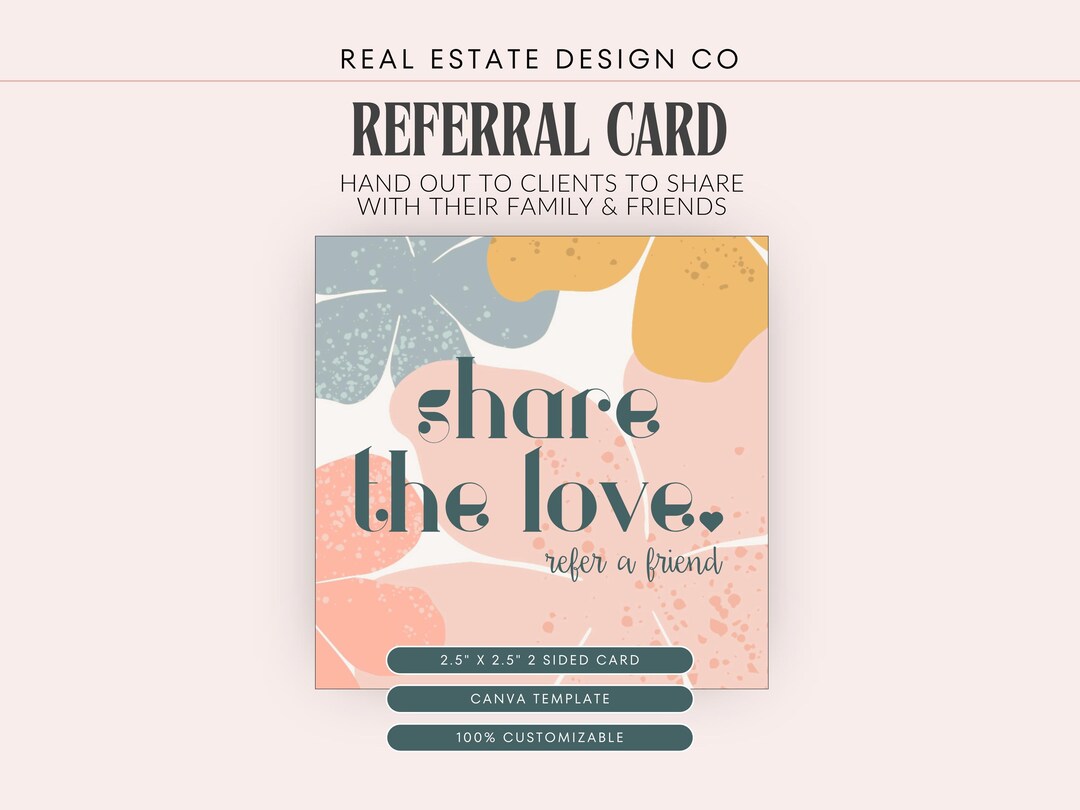 Real Estate Referral Card Canva Template: Agent Marketing, Share the ...