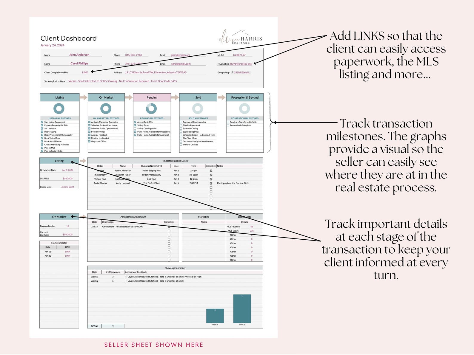 Real Estate Buyer and Seller Client Transaction Dashboard, Google ...