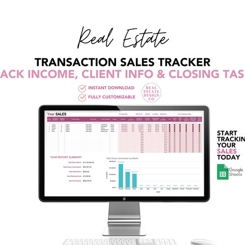 Real Estate Sales Tracker Transaction Management Real - Etsy