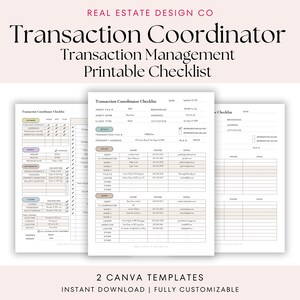 Transaction Coordinator Checklist Canva Template Real Estate ...