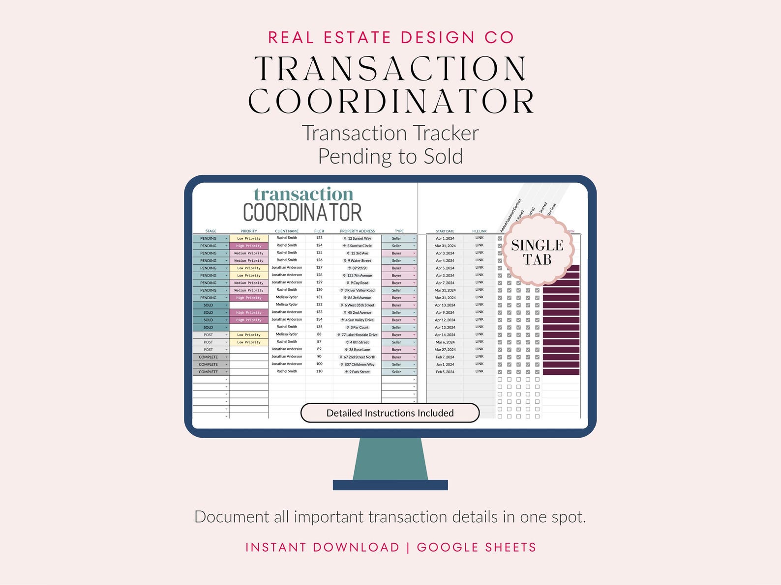 Real Estate Transaction Coordinator Checklist, Pipeline, Transaction ...