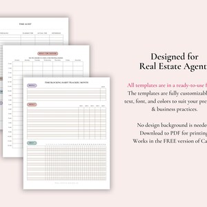 Real Estate Agent Time Blocking Planner Canva Template, Daily Weekly ...