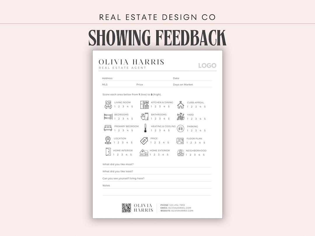 Showing Feedback Form: Real Estate Buyer Client Home Tour Property ...