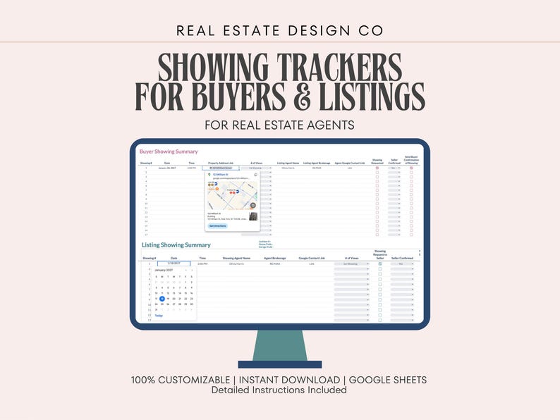 Real Estate Showings Tracker, Buyers & Listings, Google Sheets ...