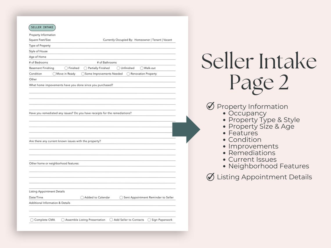 Real Estate Buyer and Seller Intake Forms, Canva Template, Client ...