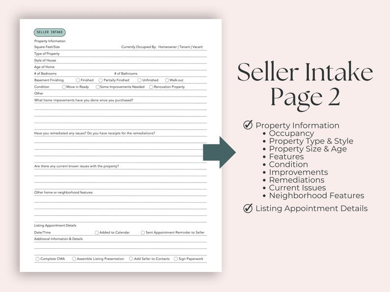 Real Estate Buyer and Seller Intake Forms, Canva Template, Client ...
