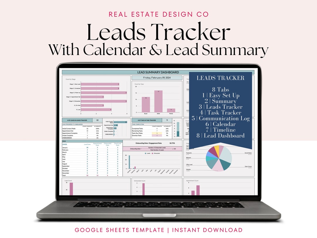 Real Estate Agent Leads Tracker Google Sheets Spreadsheet, Task Tracker ...