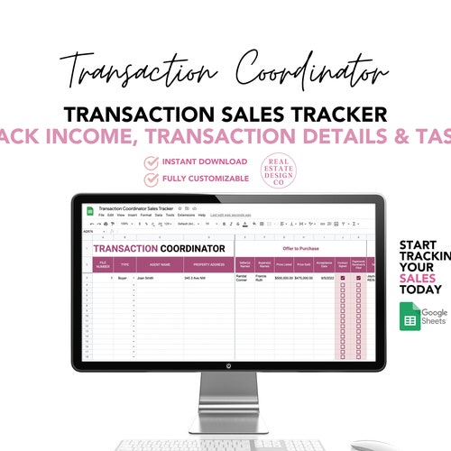 Real Estate Sales Tracker Transaction Management Real - Etsy