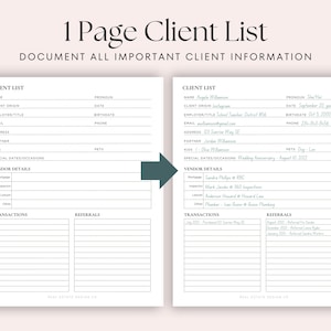 Real Estate Client List Canva Template, Client Touchpoint Tracker ...